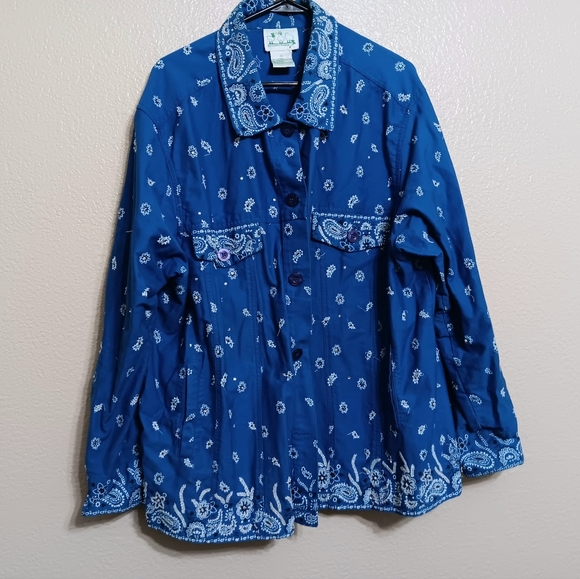 Quacker Factory | Jackets & Coats | Quacker Factory Blue Paisley Beaded ...